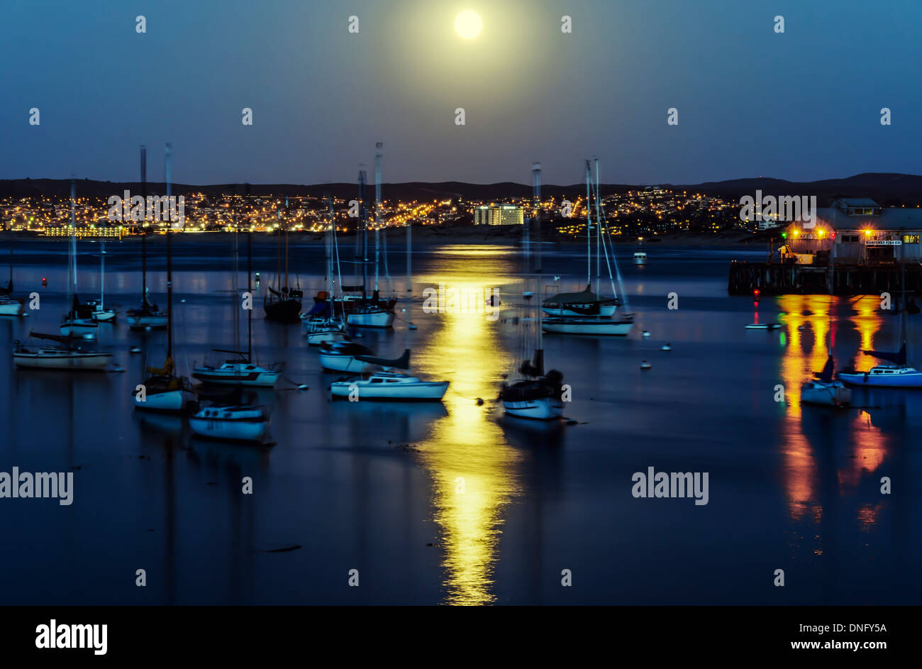 The Moon rising over Monterey Bay. Monterey, California, United States ...