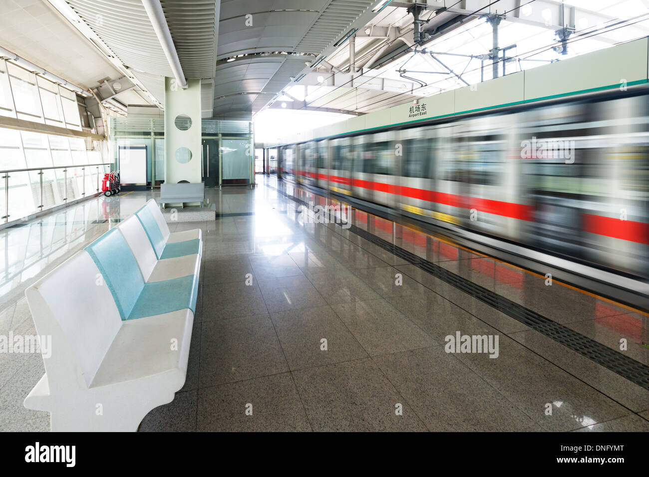 train stop at railway station Stock Photo - Alamy