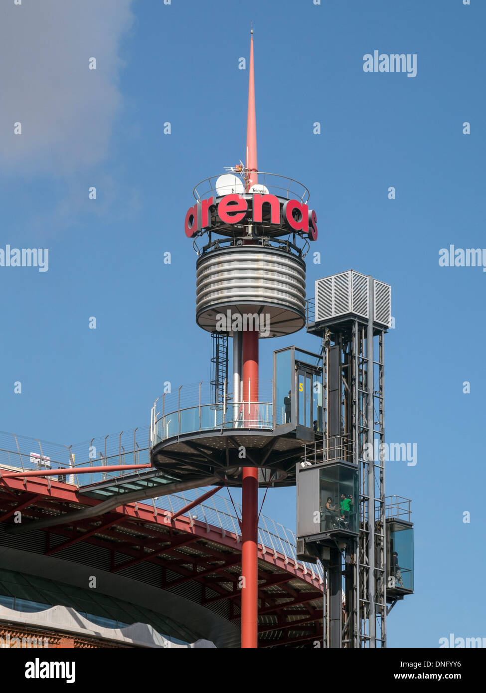 BARCELONA, SPAIN - SEPTEMBER 13, 2013: External Lift and Observation ...