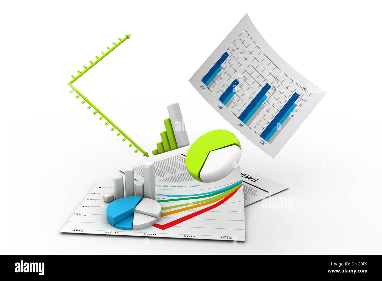 Business chart with growth graph Stock Photo - Alamy