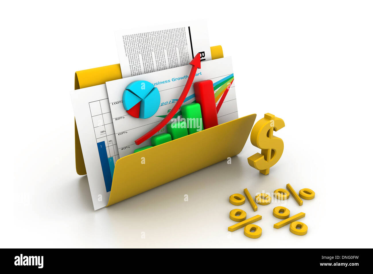 Business graph and chart in folder Stock Photo - Alamy