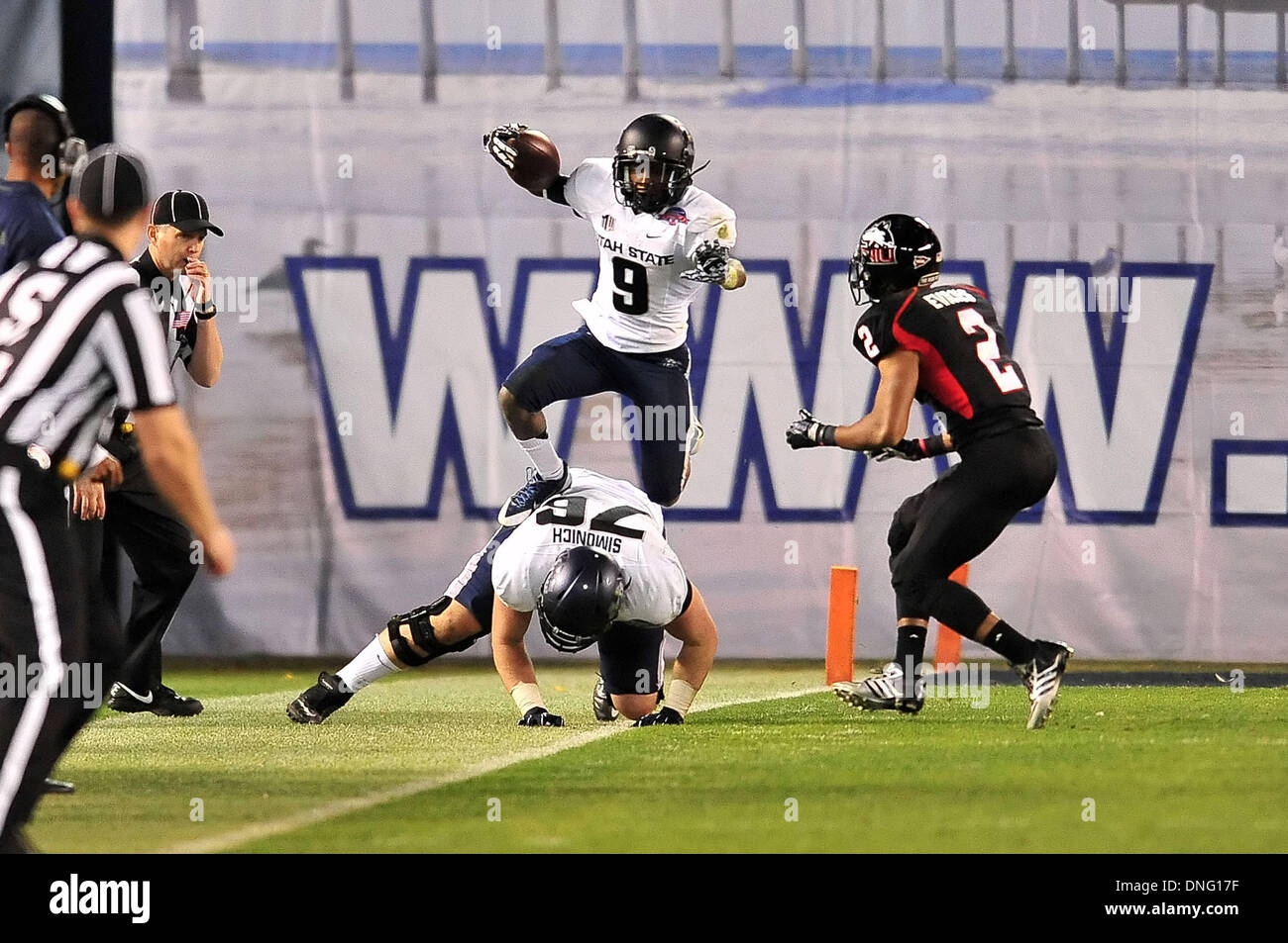 San Diego, CA, . 26th Dec, 2013. Utah State Aggies wide receiver Bruce ...