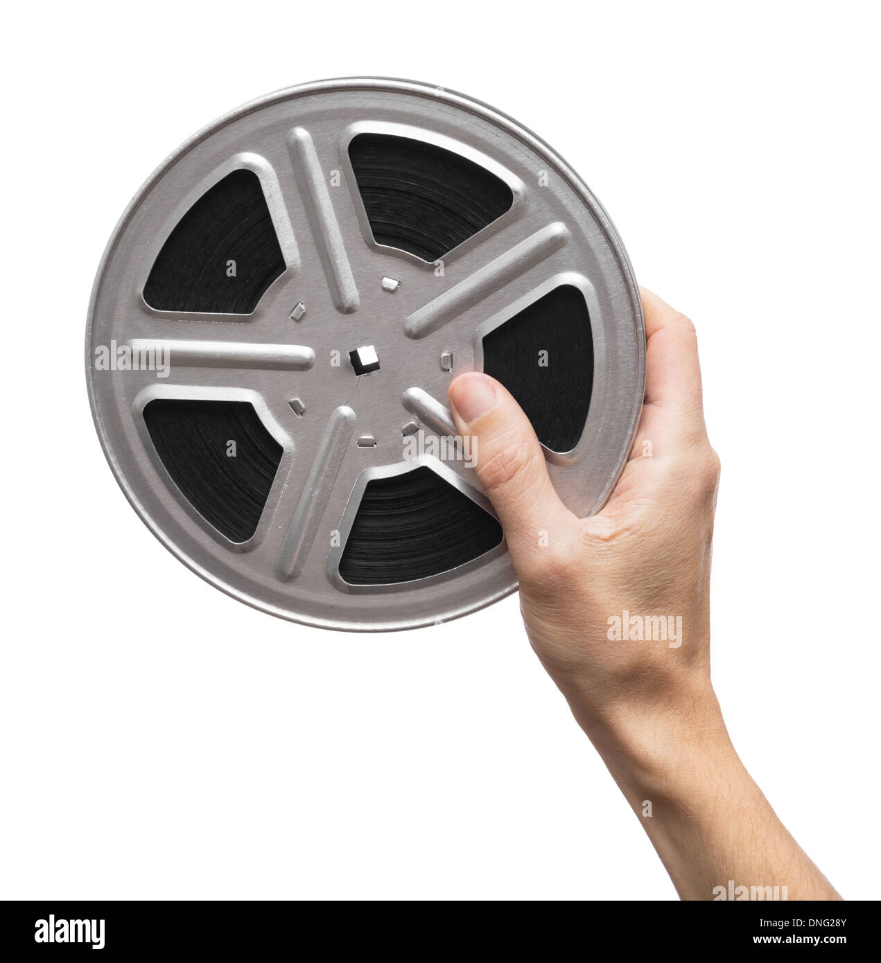 Motion picture film reel in man's hand Stock Photo - Alamy