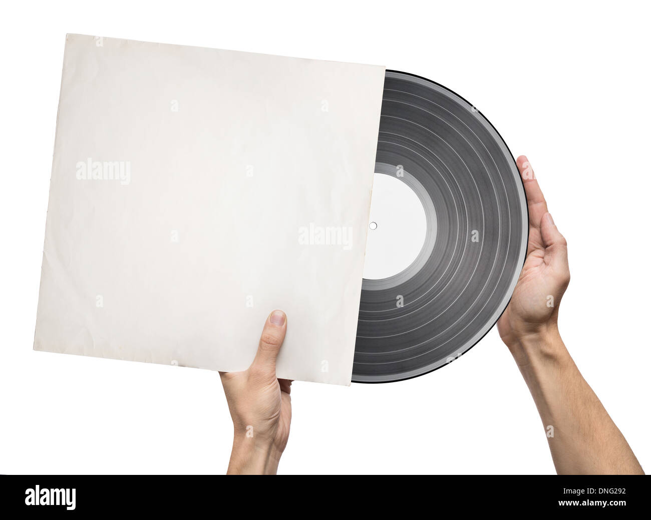 Hands holding vinyl record in a paper case Stock Photo - Alamy