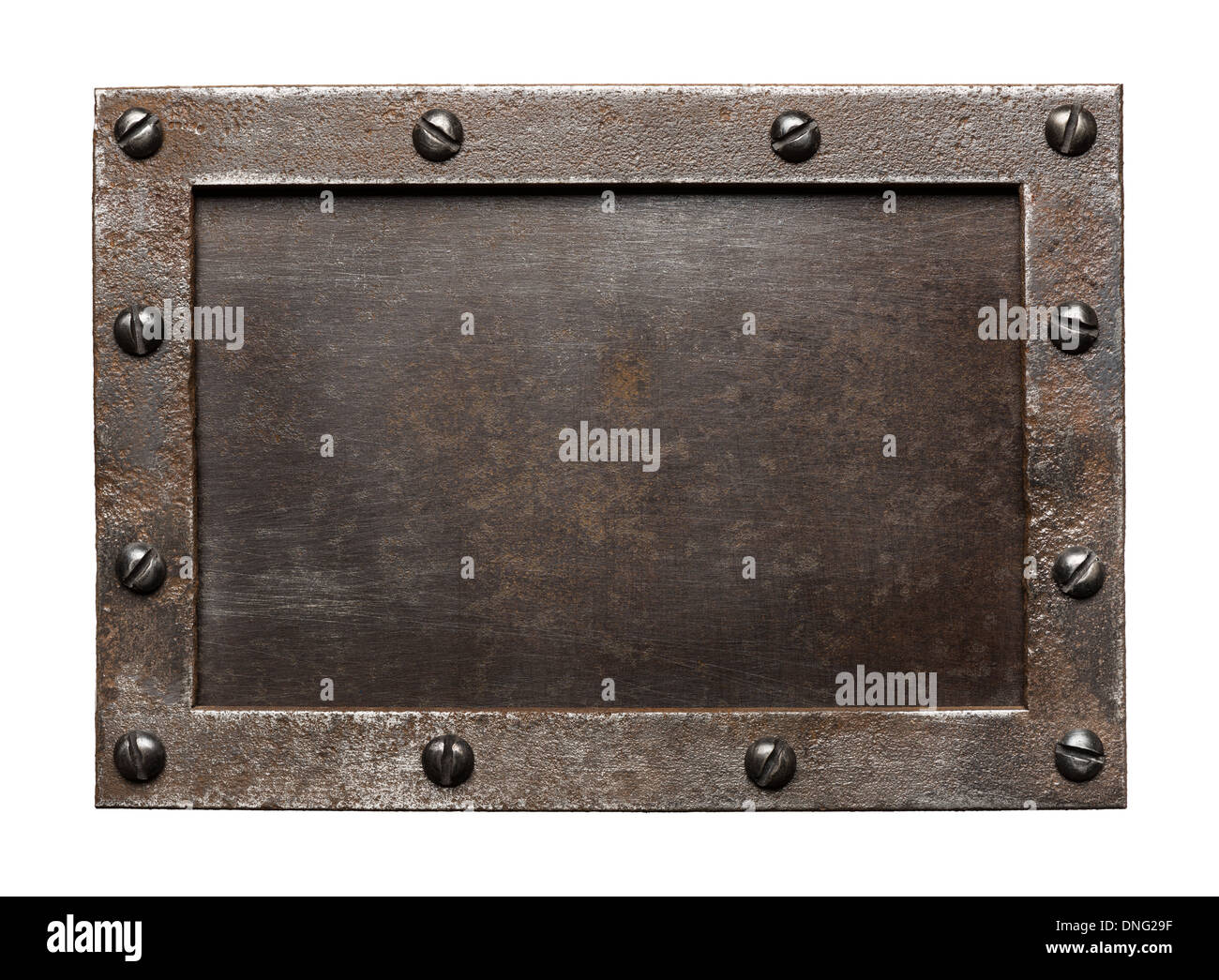 Metal plate texture with screws Stock Photo - Alamy