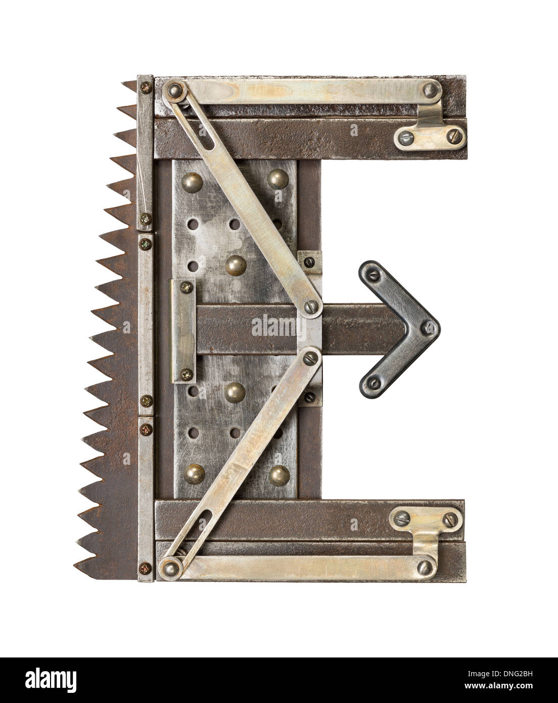 Industrial metal alphabet letter E Stock Photo - Alamy