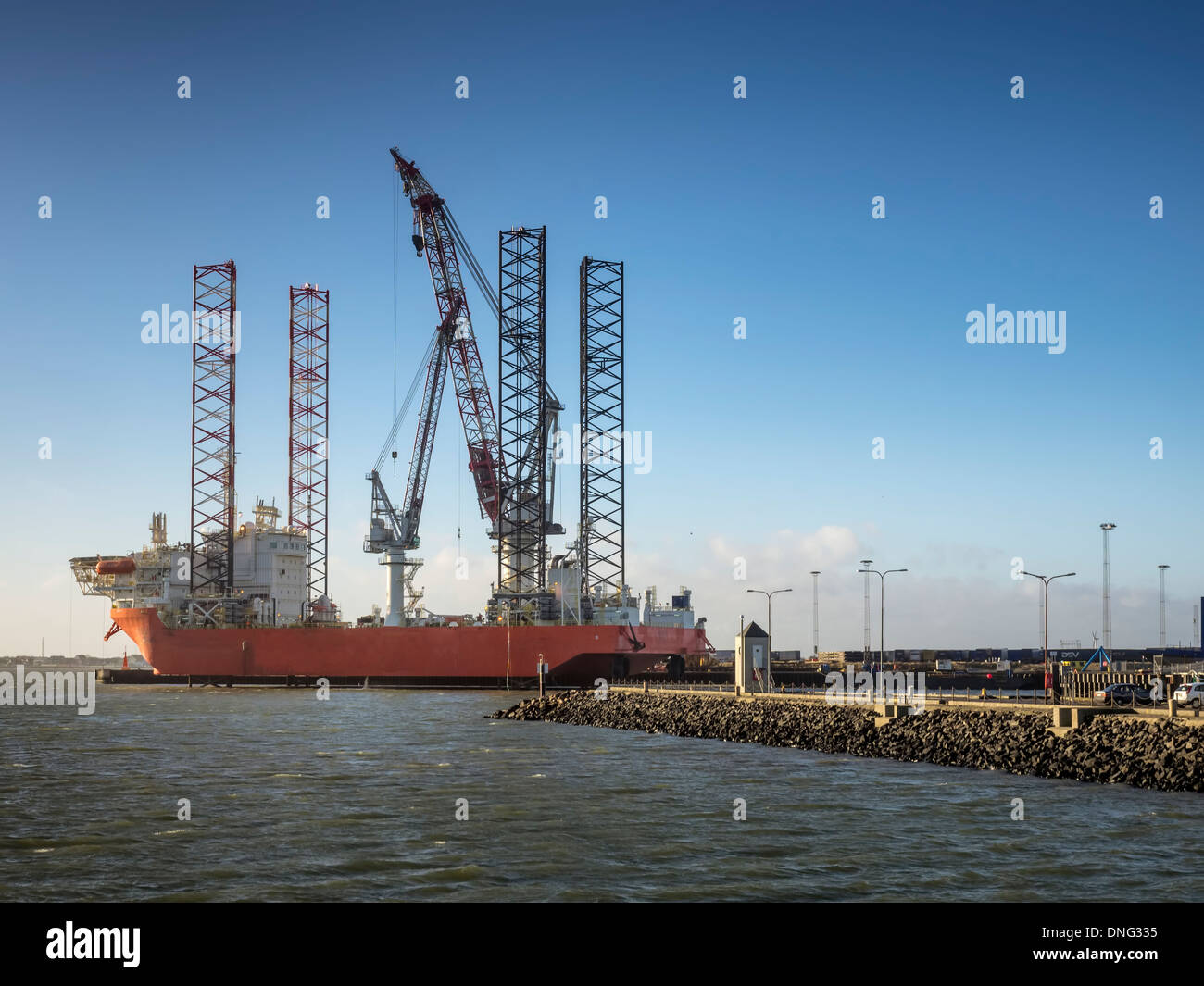 Panorama of Esbjerg oil harbor, Denmark Stock Photo - Alamy