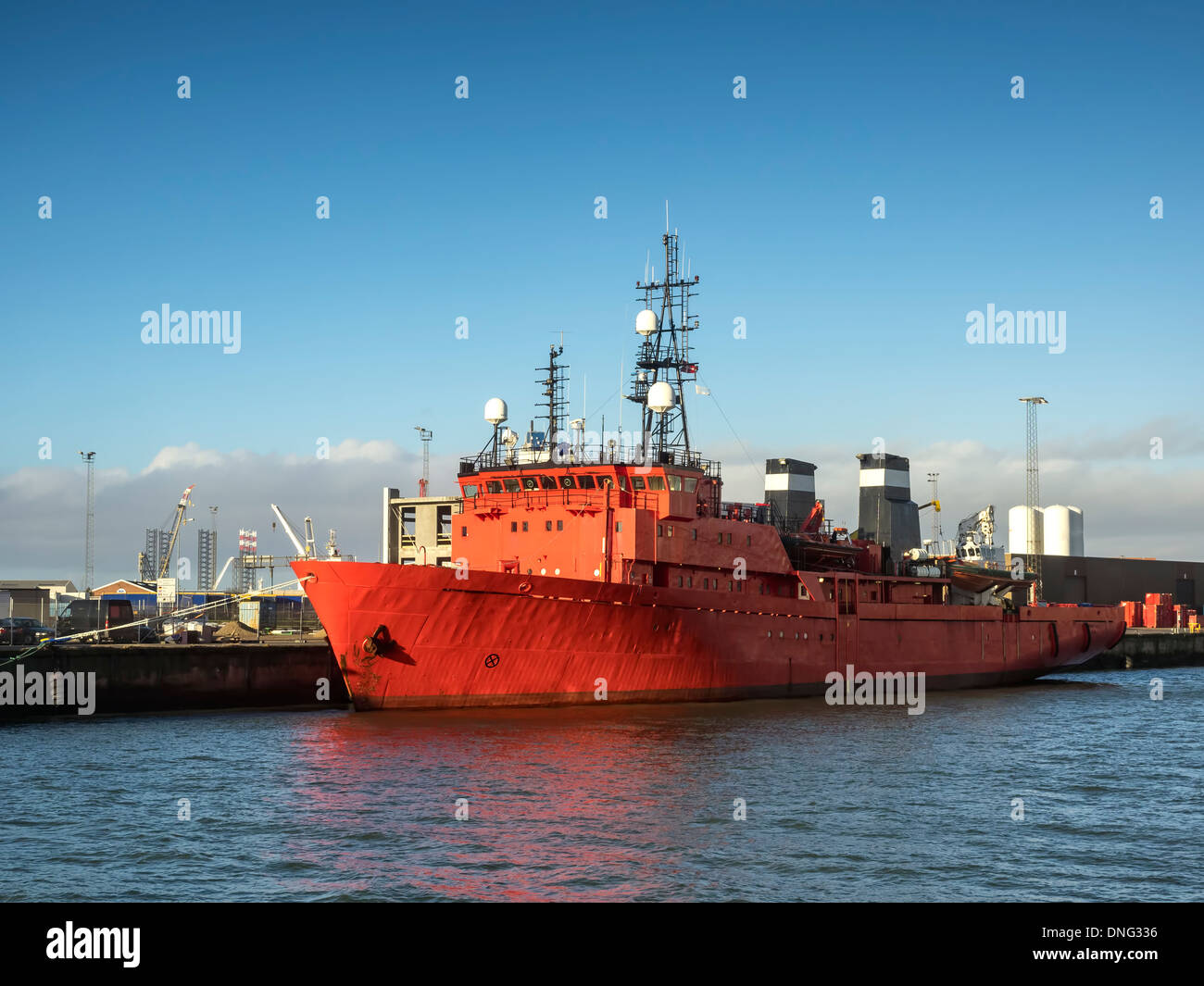 Panorama of Esbjerg oil harbor, Denmark Stock Photo - Alamy