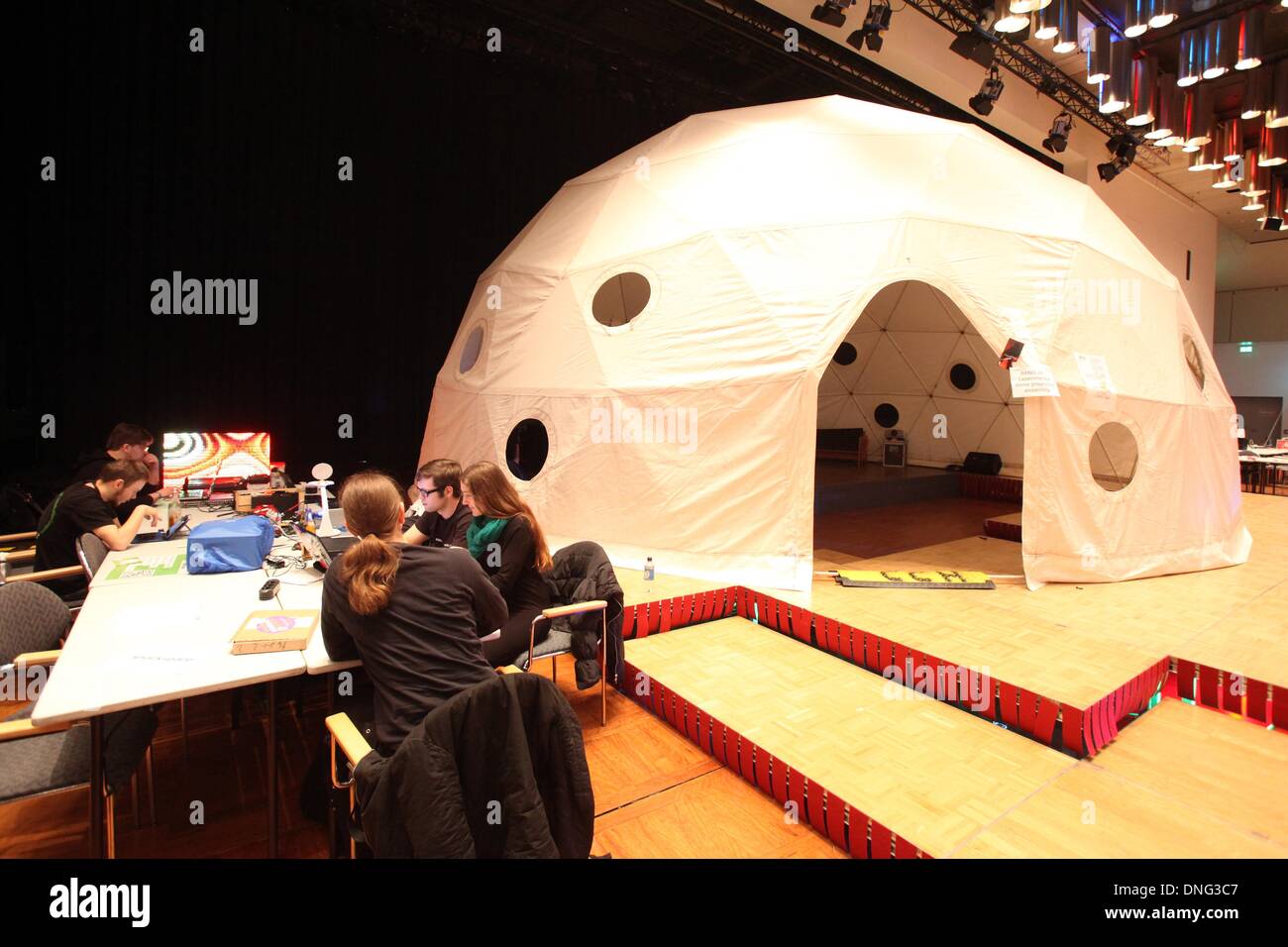 Hamburg, Germany. 27th Dec, 2013. A tent in the form of a radome is set ...