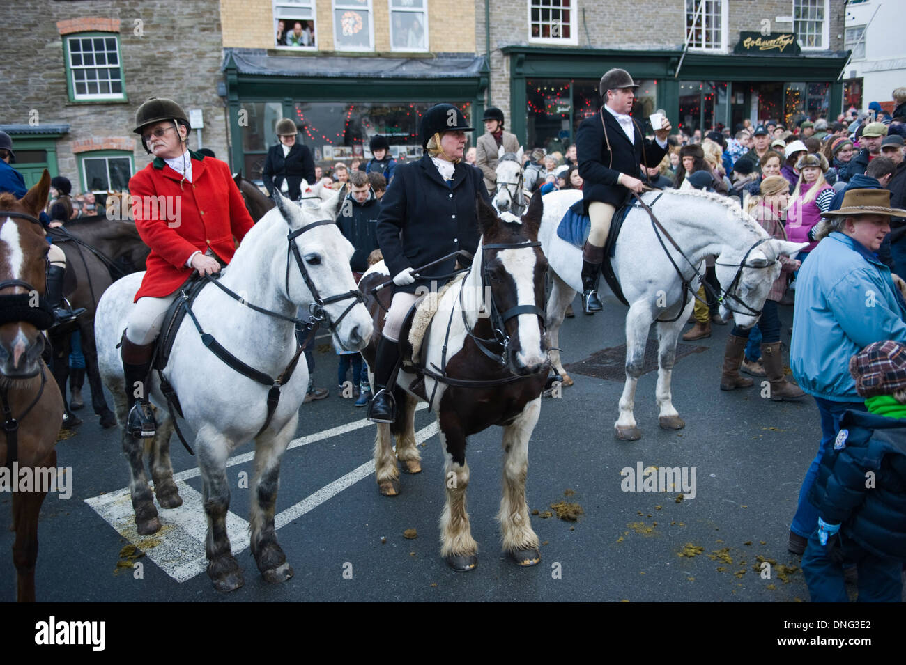 Golden Valley Boxing Day Hunt gathering in Hay-on-Wye Powys Wales UK ...