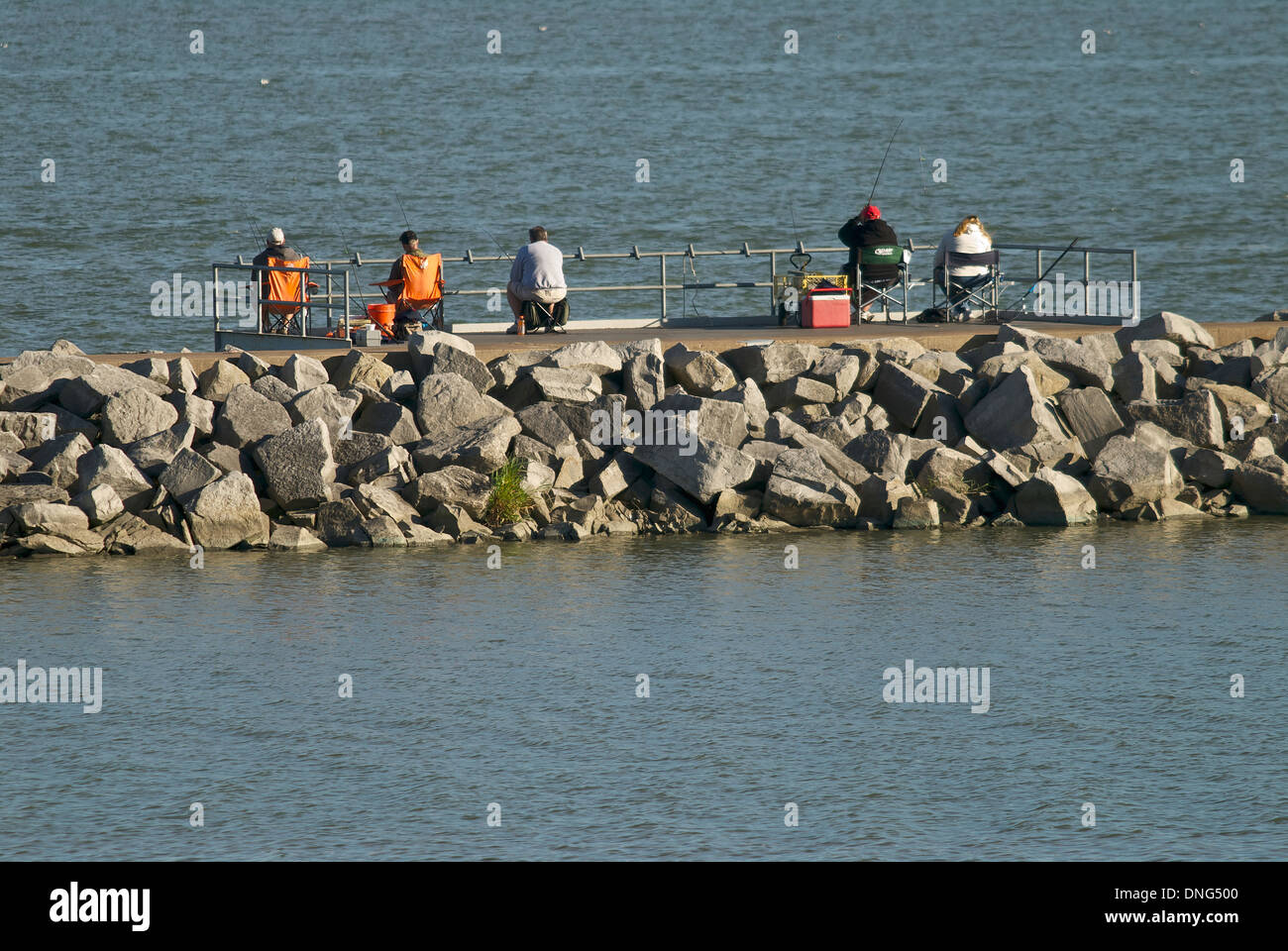 Fishing at the Dempsey boat access in Danbury Township on the Sandusky ...