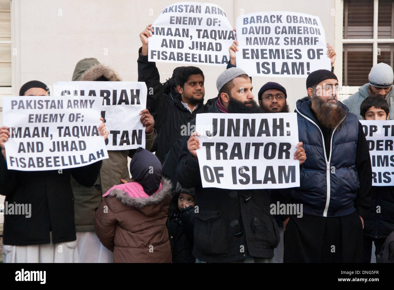 London, December 27th 2013. Anjem Choudary's hard line Muslim followers ...