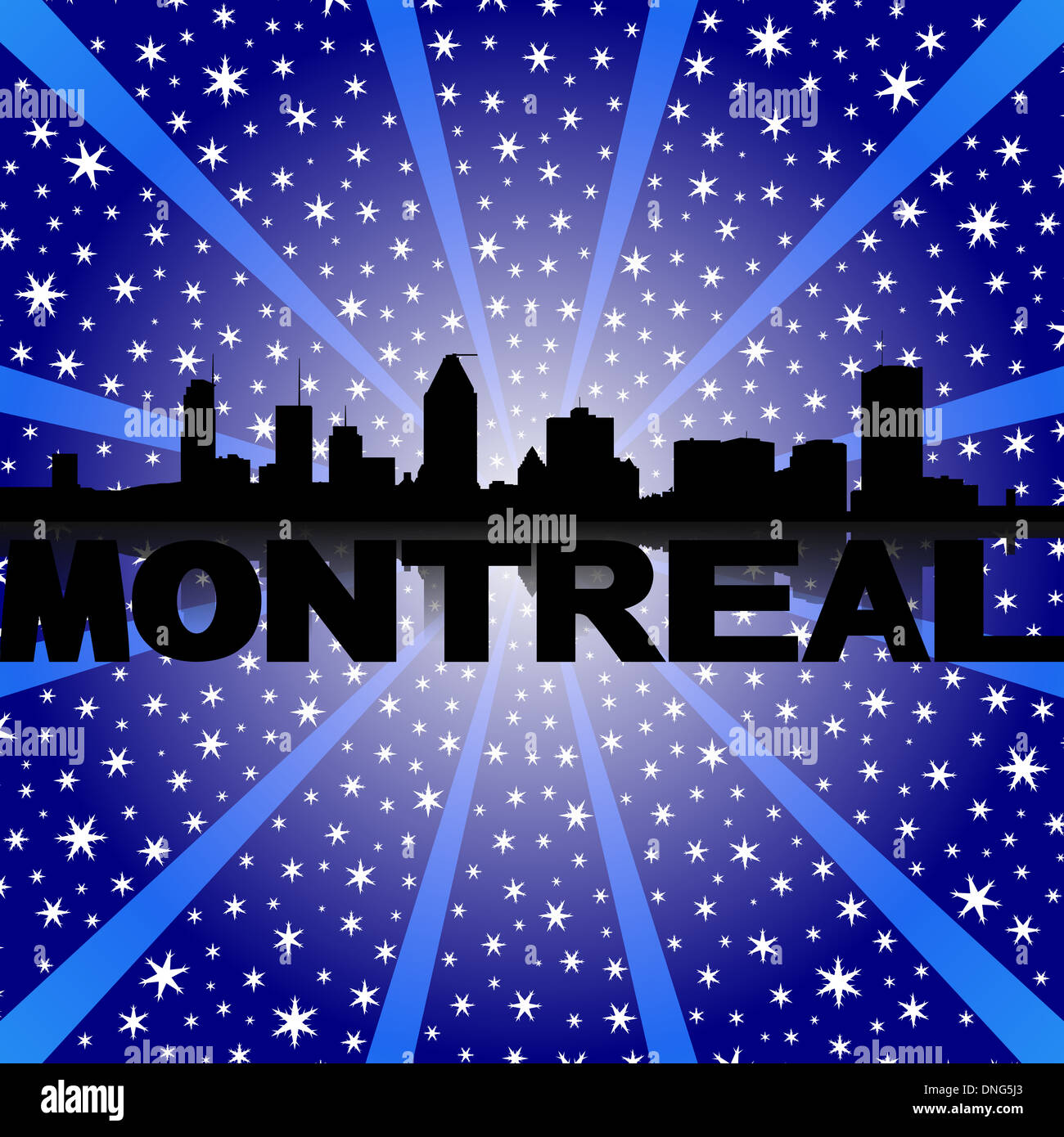 Montreal skyline reflected with snow burst illustration Stock Photo - Alamy