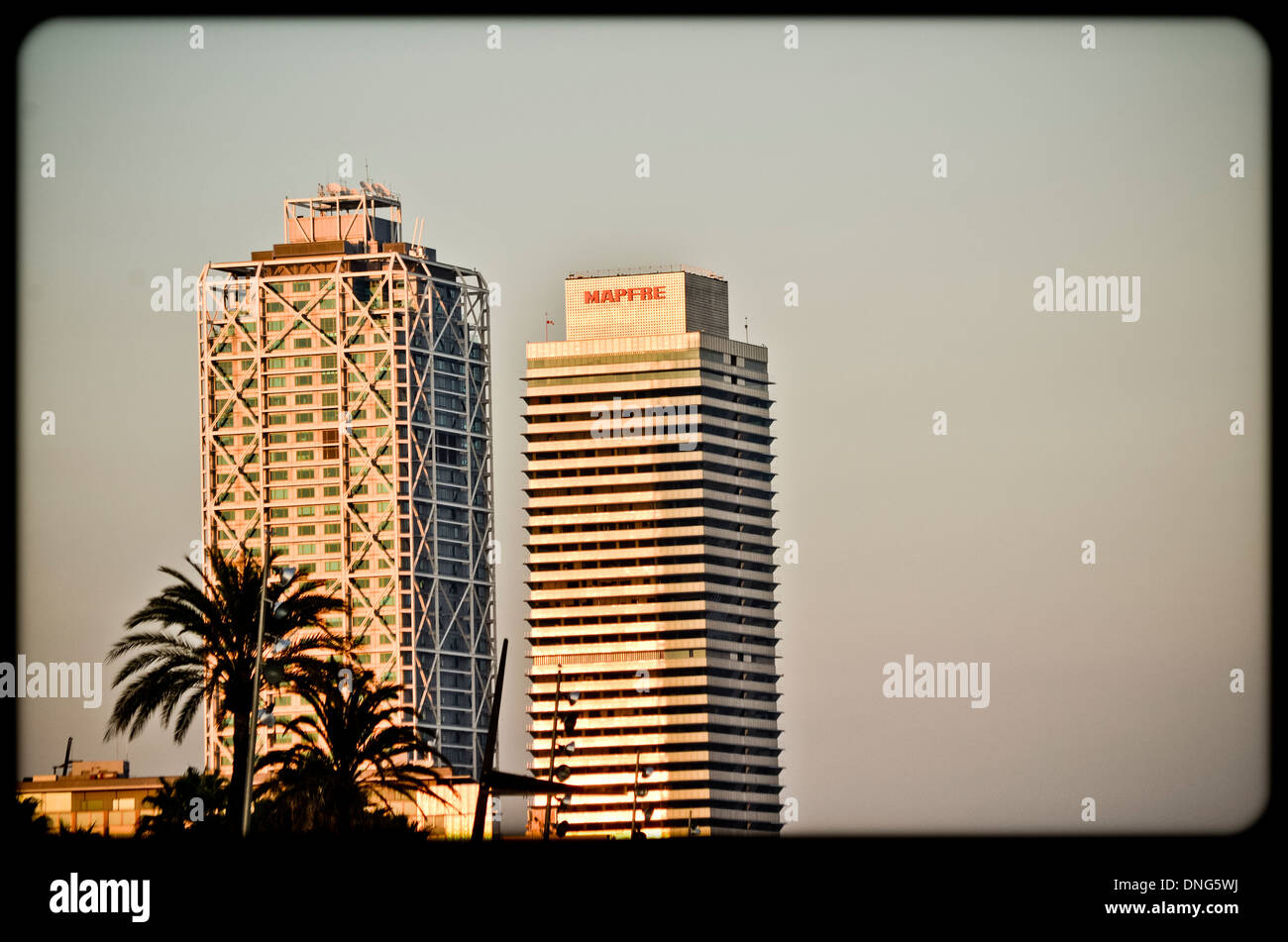 Mapfre tower and Arts Hotel. Barcelona, Catalonia, Spain Stock Photo ...