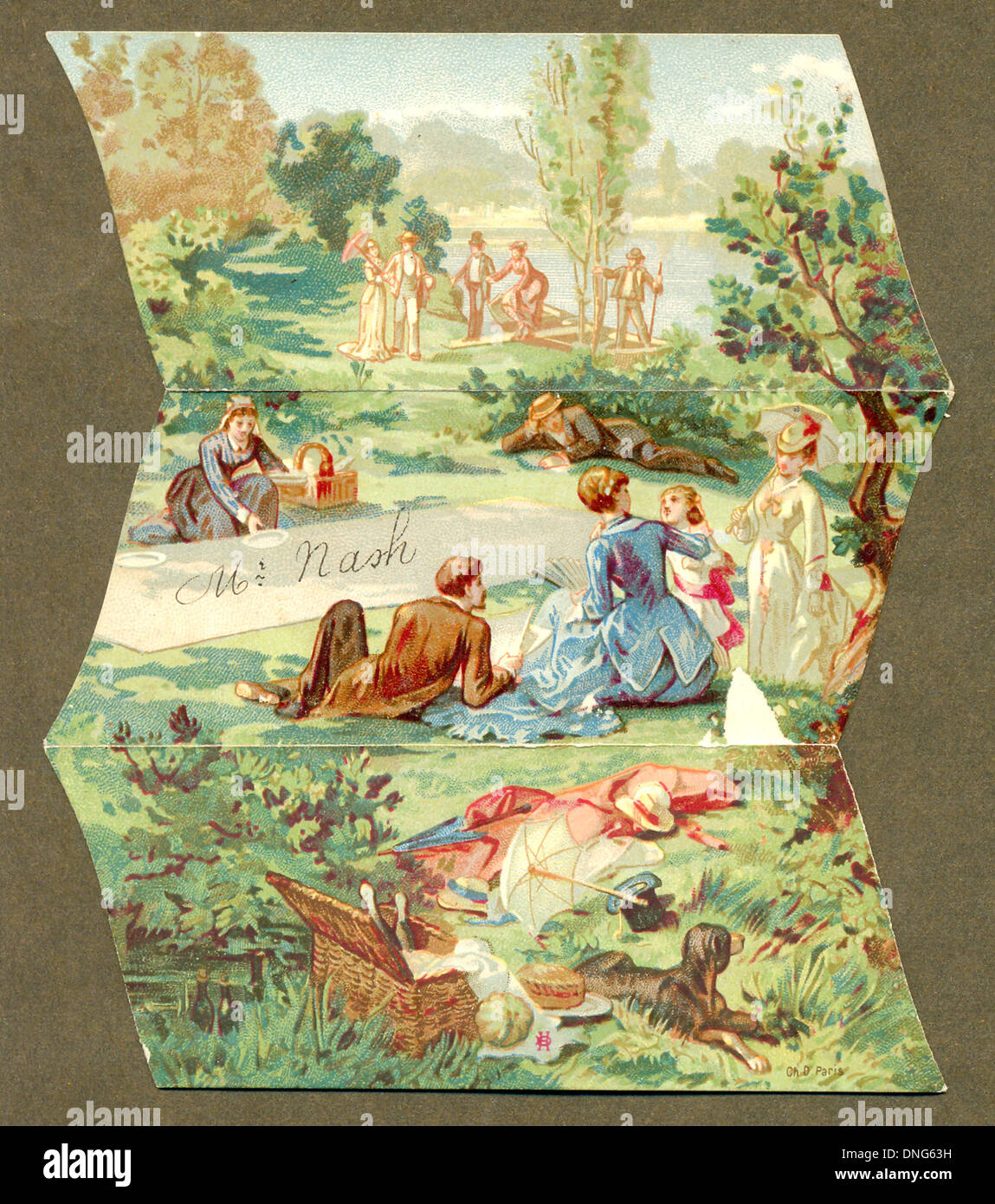 French folding menu and place card Stock Photo - Alamy