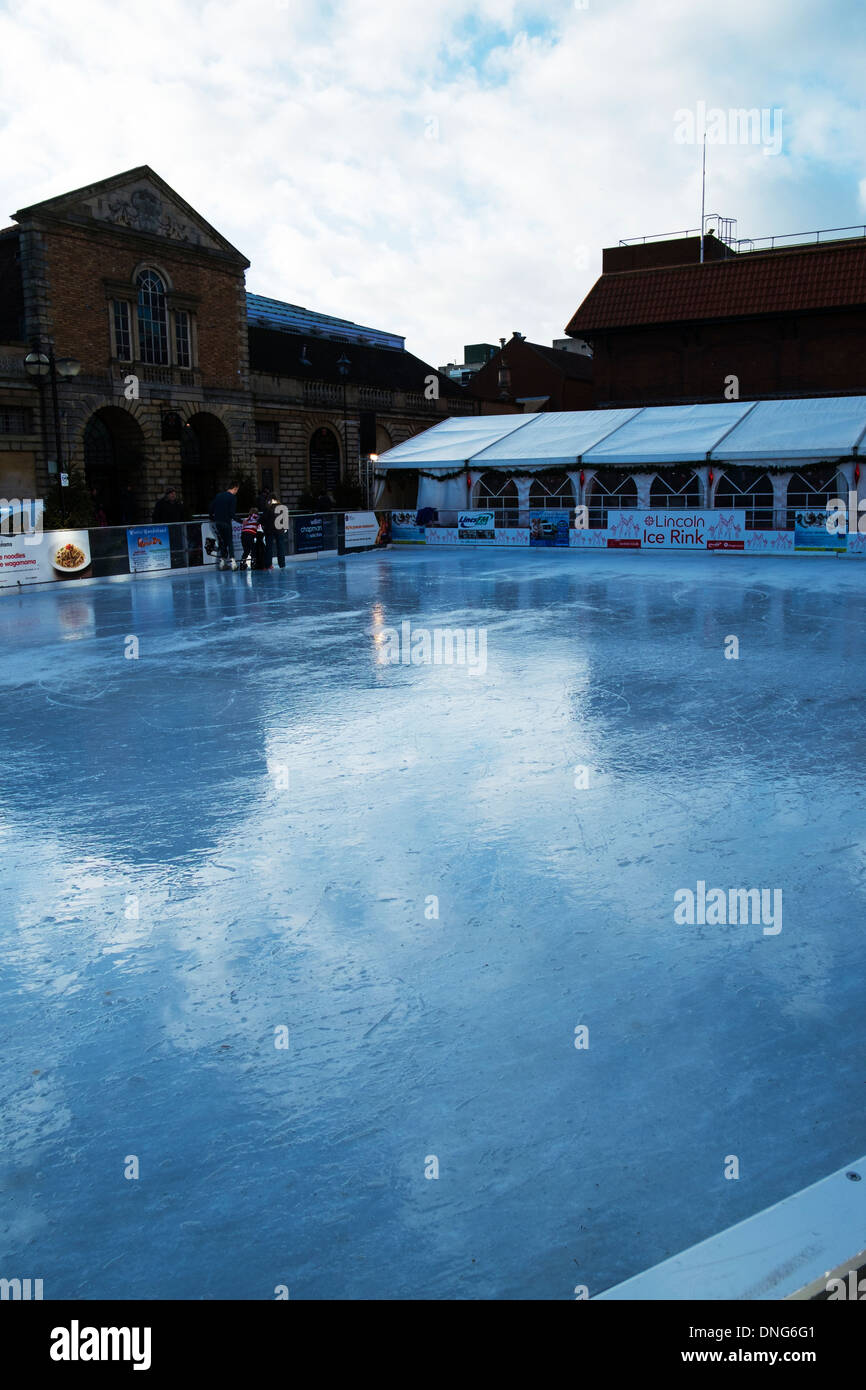 Lincoln outdoor ice rink people skating Lincoln City, Lincolnshire, UK ...