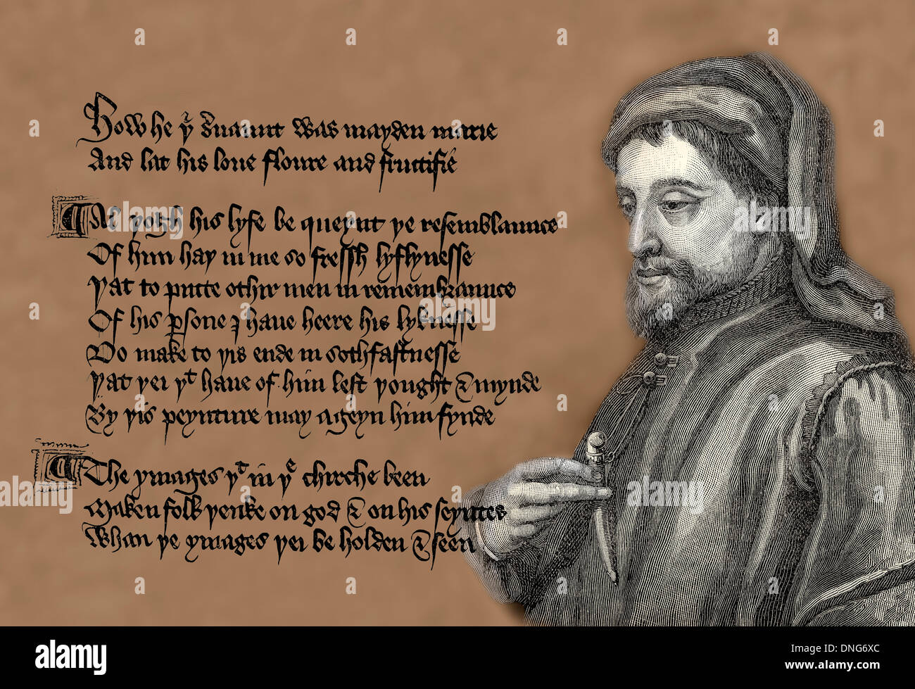 Portrait of Geoffrey Chaucer, ca. 1343 - 1400, part of the Canterbury ...