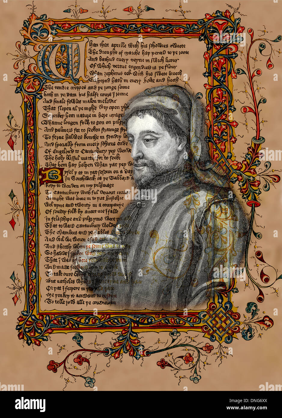 Portrait of Geoffrey Chaucer, ca. 1343 - 1400, part of the Canterbury ...