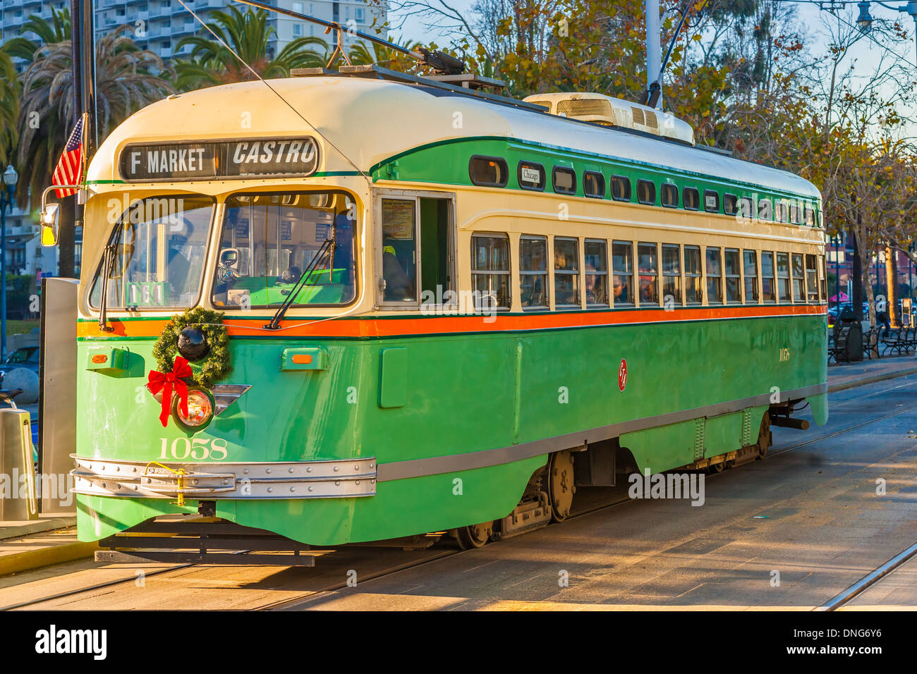 F Market rail line on Dec 16, 2013 in San Francisco, California. the F ...