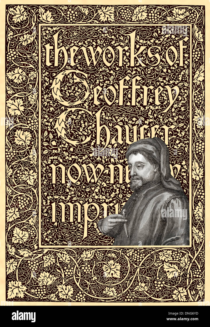 Portrait of Geoffrey Chaucer, ca. 1343 - 1400, part of the Canterbury ...