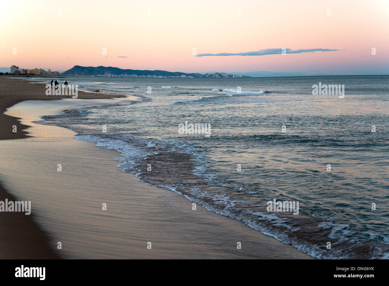 Sunset on the beach Xeraco, Valencia, Spain, Europe Stock Photo - Alamy