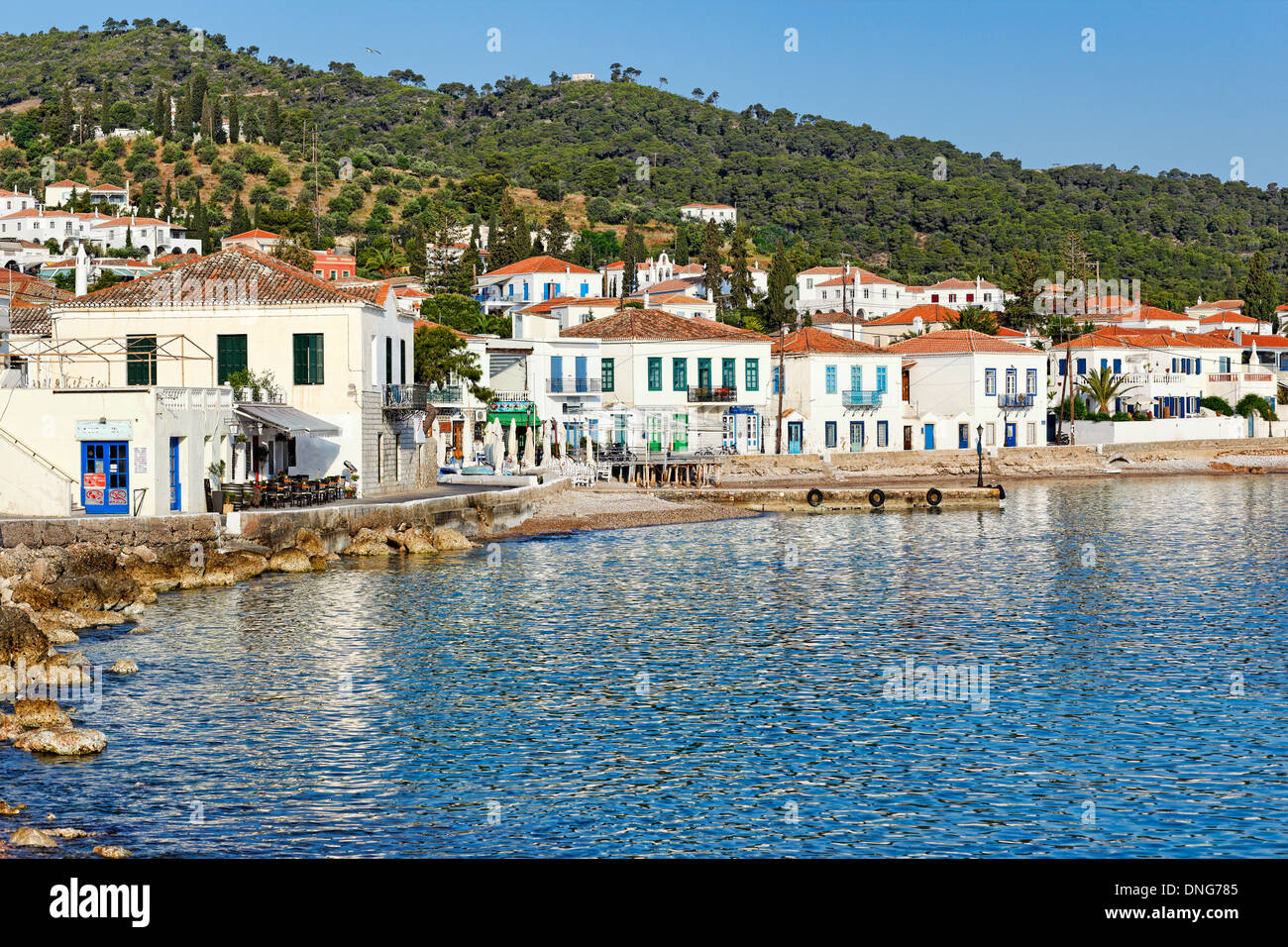 Traditional houses in the town of Spetses island, Greece Stock Photo ...