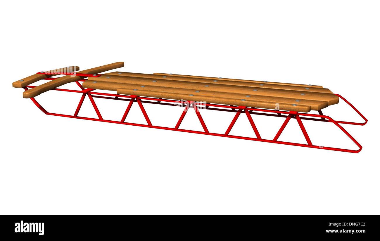 3D digital render of a retro snow sled isolated on white background ...