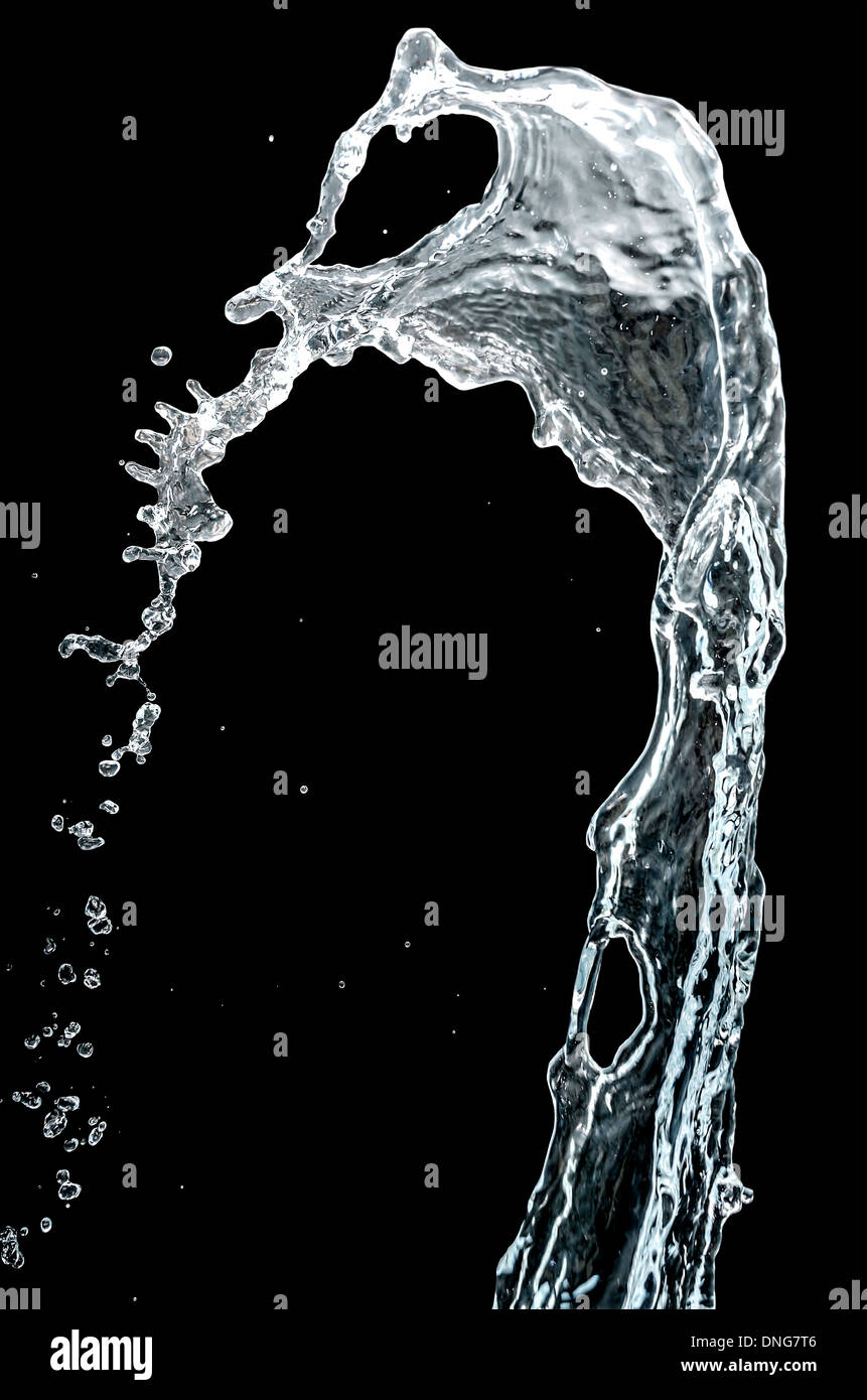 Stylish water splash. Isolated on black background Stock Photo - Alamy