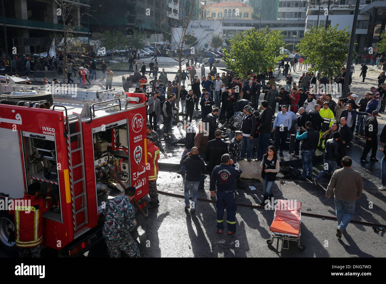 Beirut, Lebanon. 27th Dec, 2013. Lebanese security forces and ...