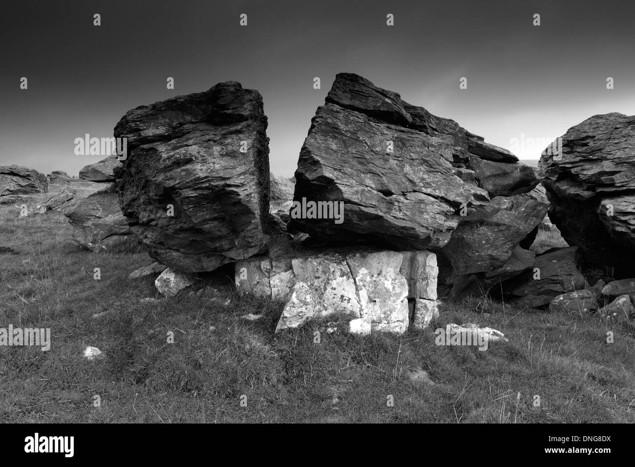 The Norber Erratics rock formations, Norber Dale near the village of ...
