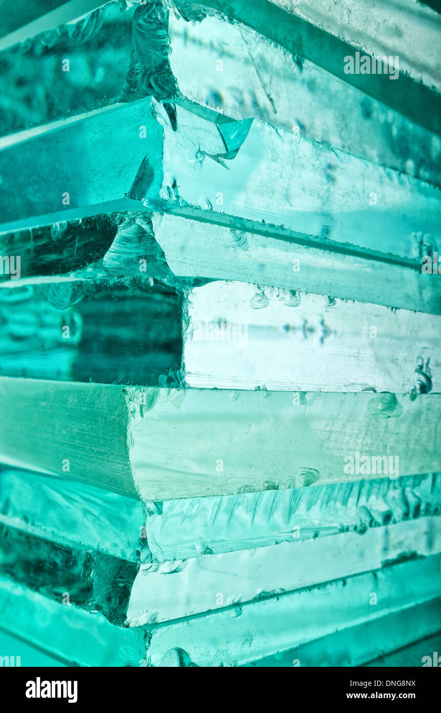 Sharp dangerous edge of plate glass internal reflection brings out ...
