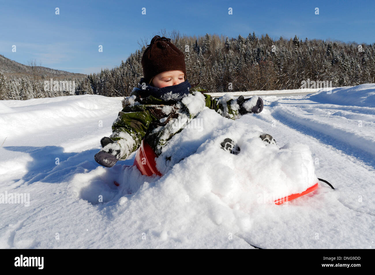 Boy sledge hi-res stock photography and images - Alamy
