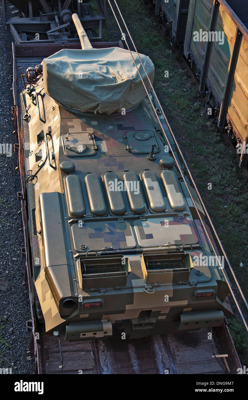 Tank On Train, top view. Closeup Stock Photo - Alamy