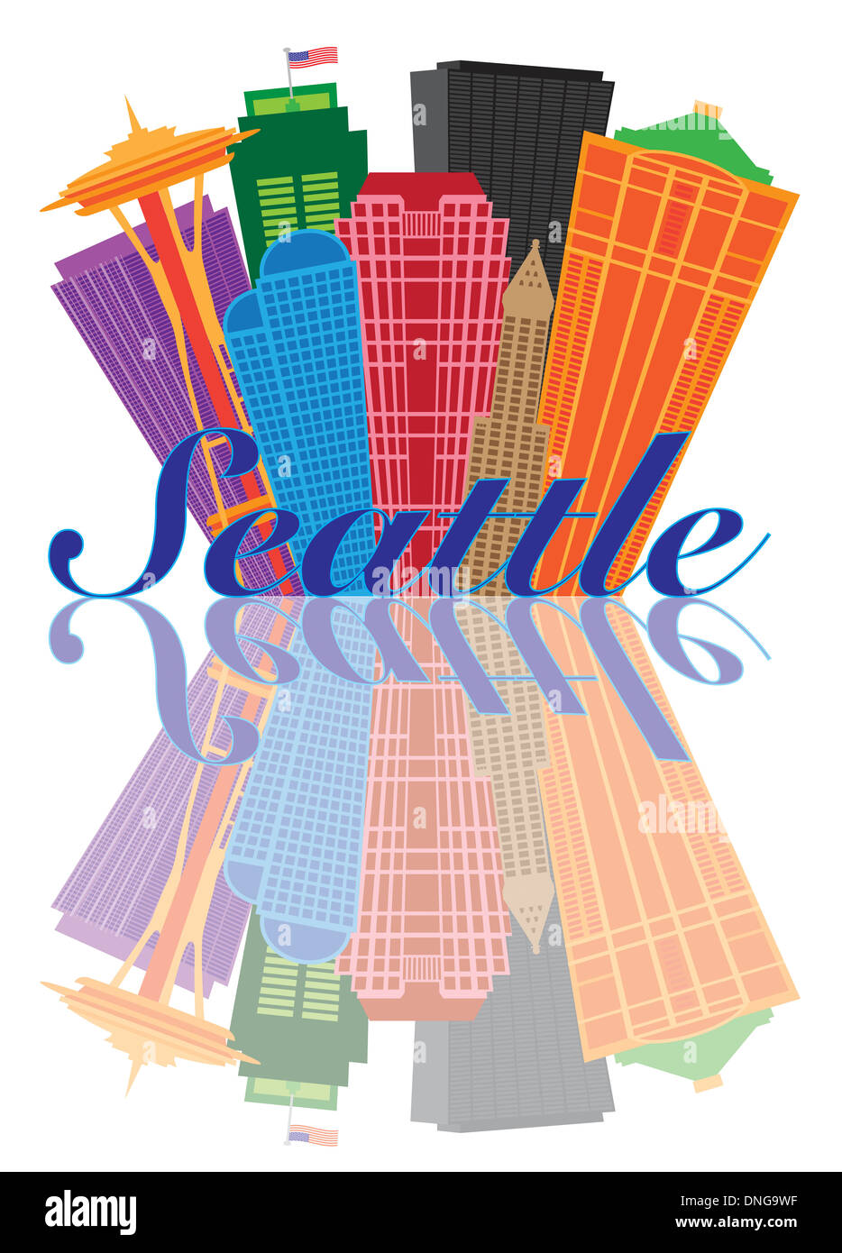 Seattle skyline on white Cut Out Stock Images & Pictures - Alamy