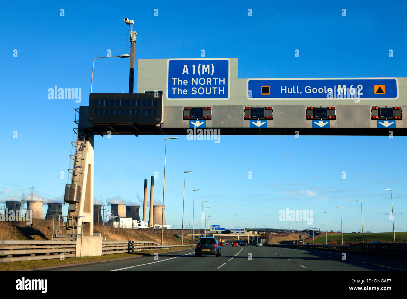 M62 motorway in West Yorkshire overhead road signs Stock Photo - Alamy