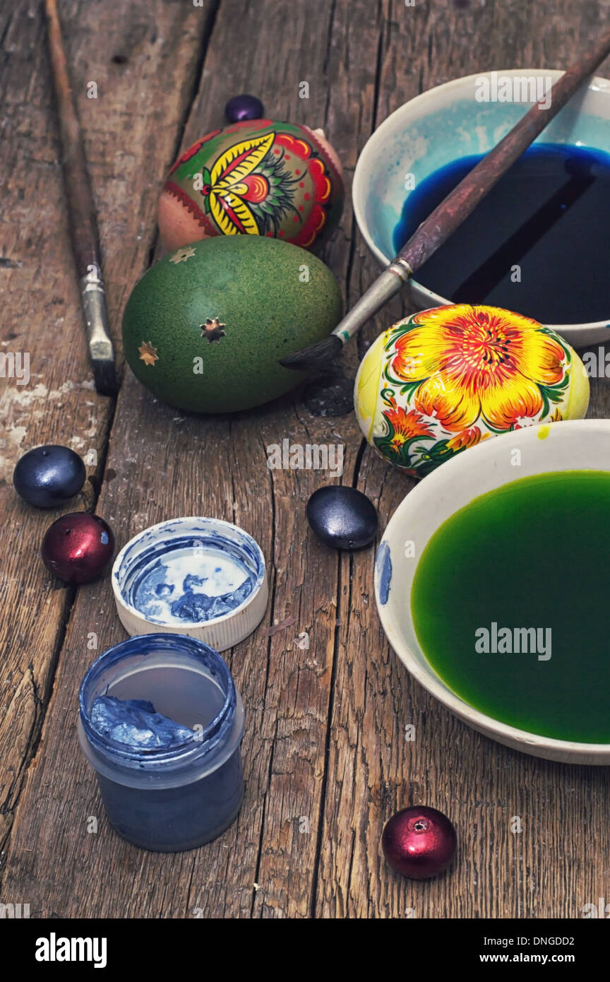 preparation Easter decorations Stock Photo - Alamy