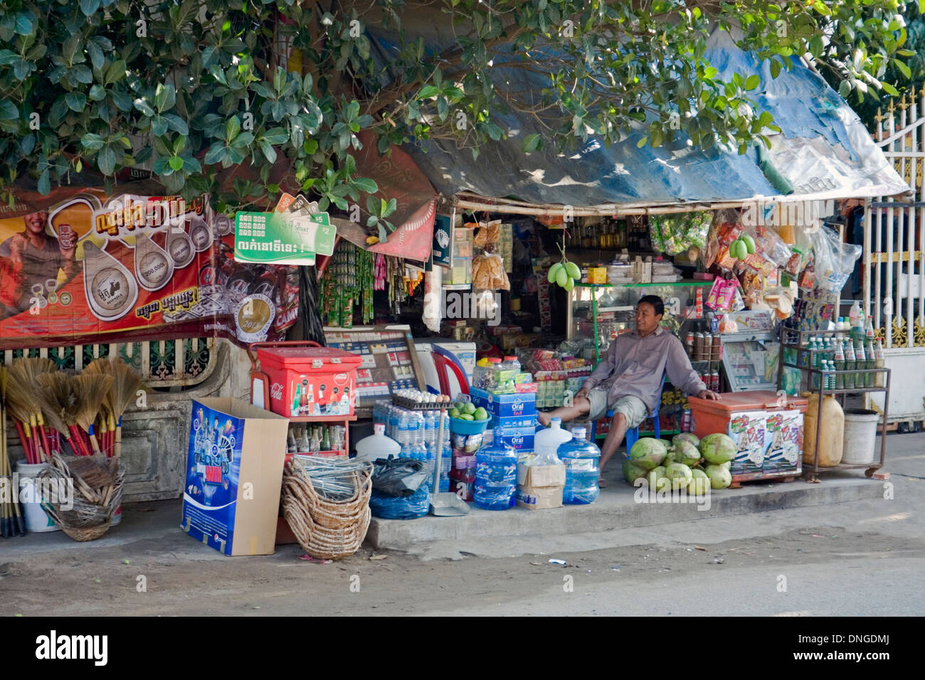 A colorful roadside store is part of the urban landscape in Kampong ...