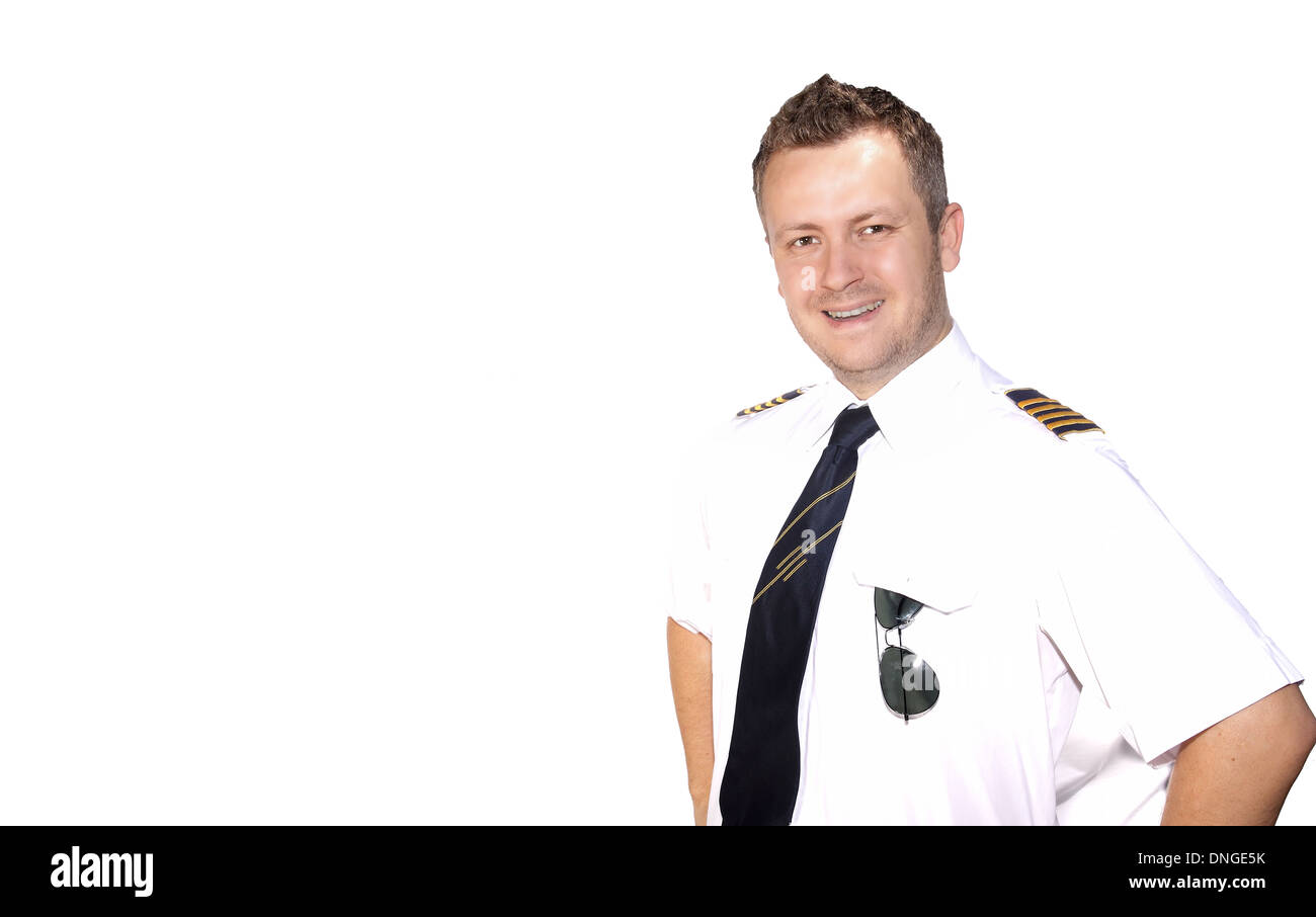 Welcome on board - captain on white background Stock Photo - Alamy