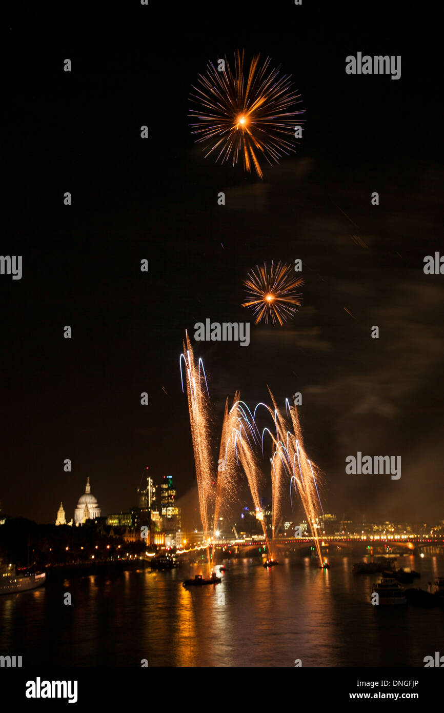 Firework display over River Thames, London Stock Photo - Alamy