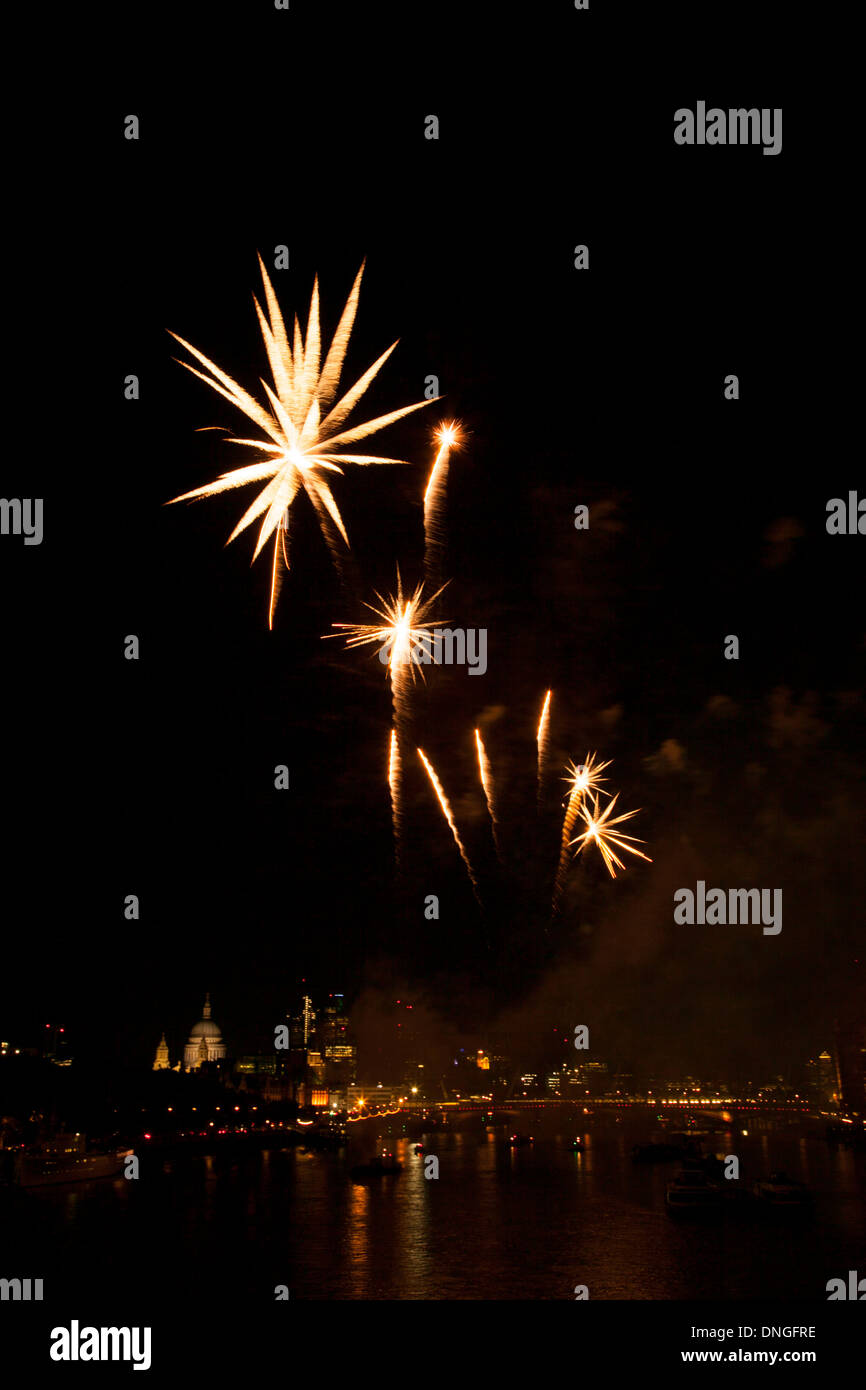 Firework display over River Thames, London Stock Photo - Alamy