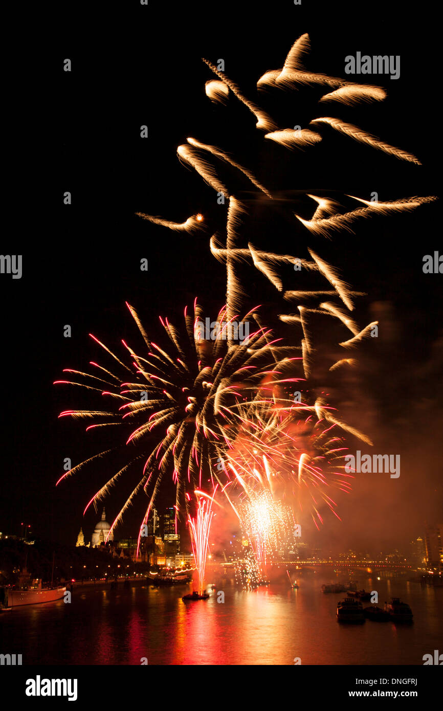 Firework display over River Thames, London Stock Photo - Alamy