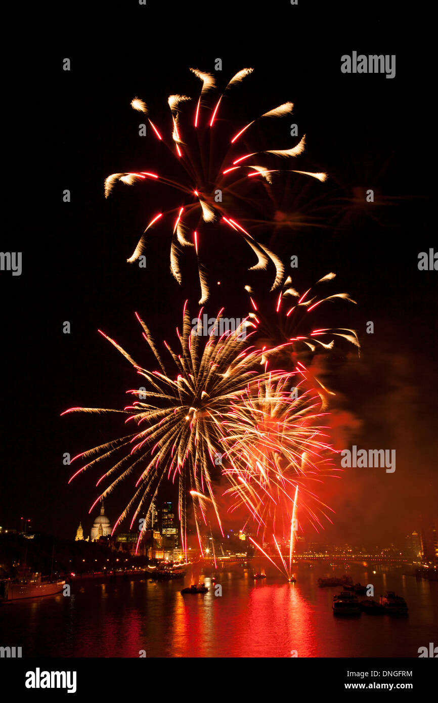 Firework display over River Thames, London Stock Photo - Alamy