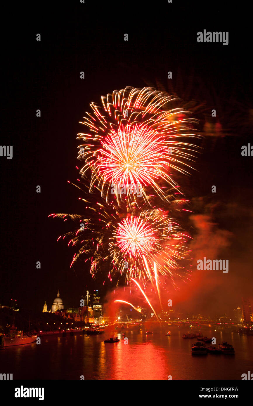 Firework display over River Thames, London Stock Photo - Alamy