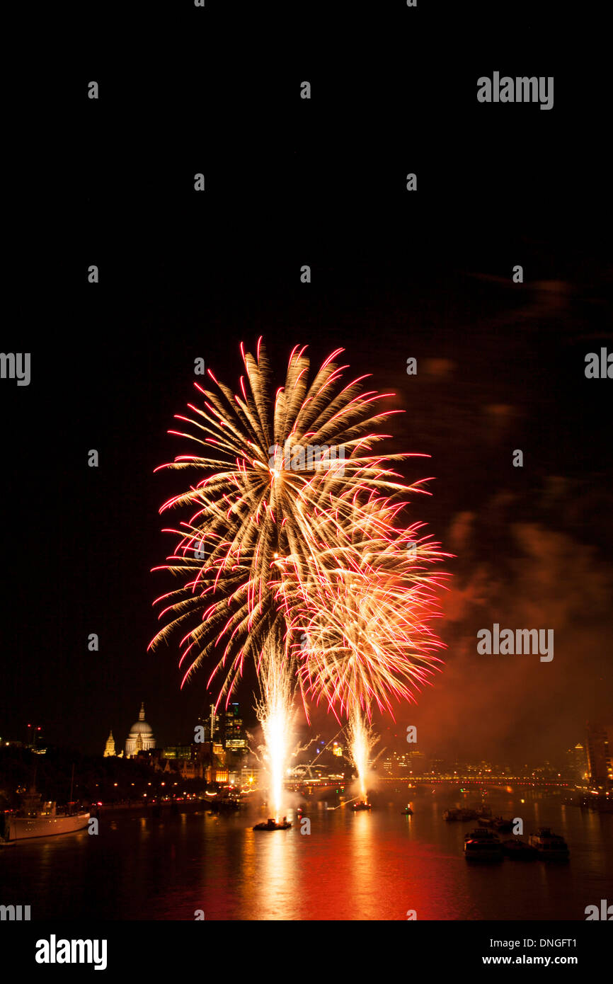 Firework display over River Thames, London Stock Photo - Alamy