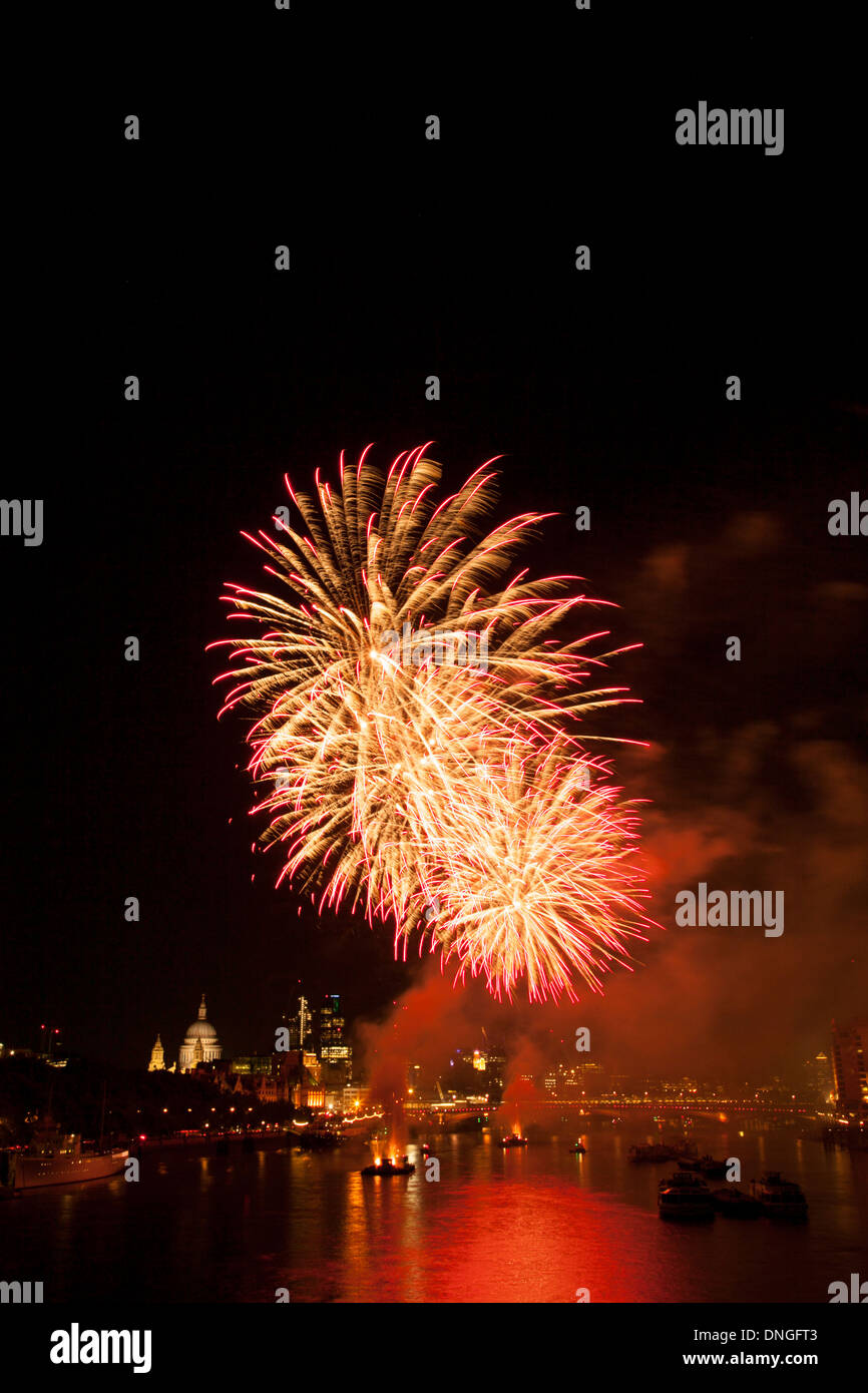 Firework display over River Thames, London Stock Photo - Alamy