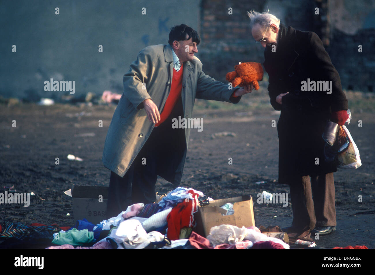 Urban poverty poor people 'flea market' Liverpool 1983. 1980s poverty ...