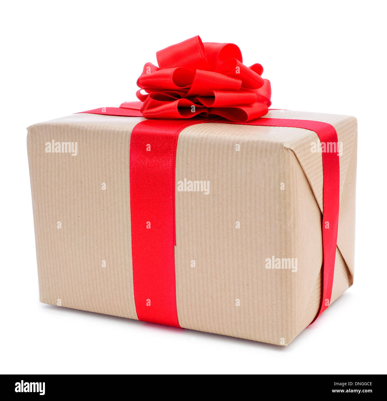 a gift with a red ribbon on a white background Stock Photo - Alamy