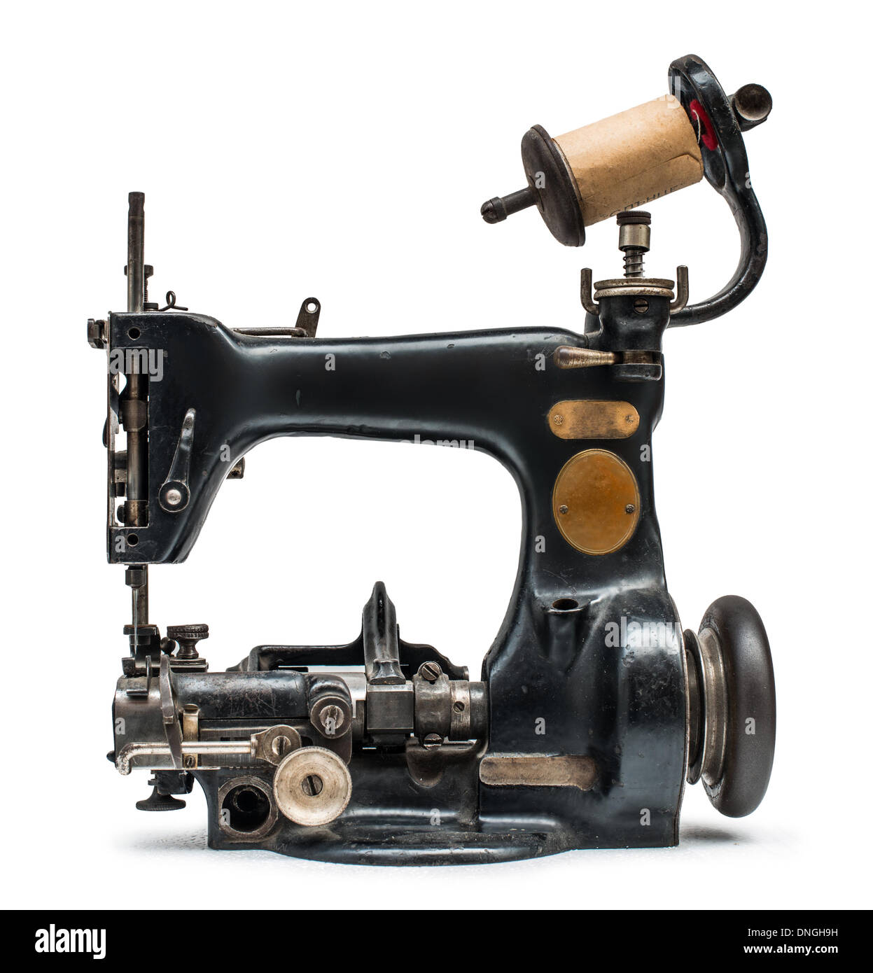 Vintage sewing machine white isolated Stock Photo - Alamy