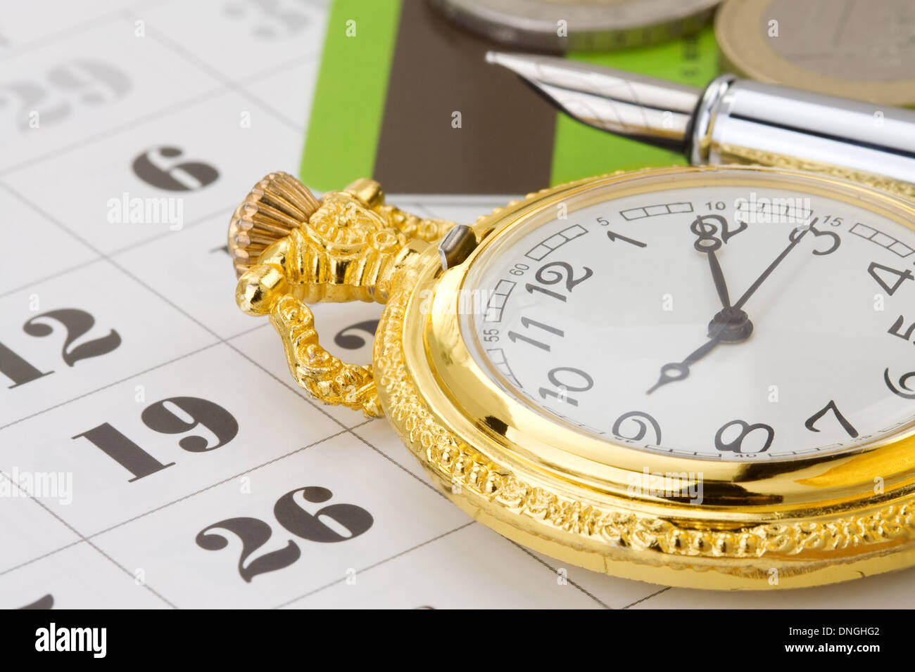Vintage calendar and coin hi-res stock photography and images - Alamy