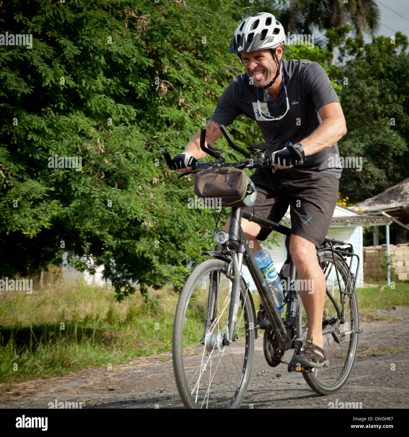Man on bicycle in Cuba Stock Photo - Alamy